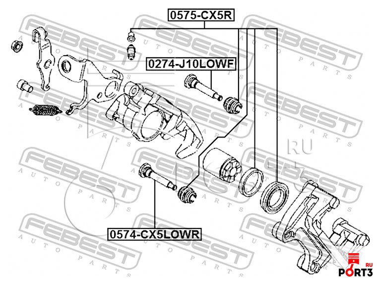 FEBEST 0574CX5LOWR Направляющий болт, корпус скобы тормоза