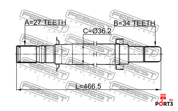 FEBEST 1012CAPRH Приводной вал