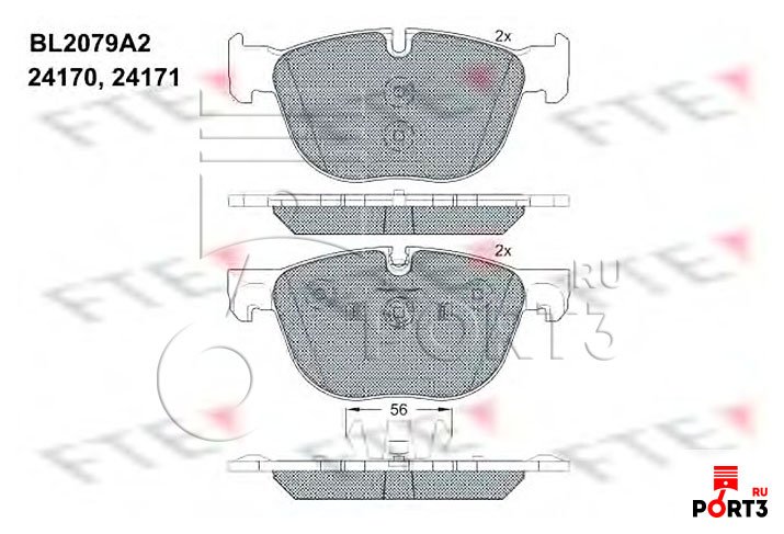 24171 Комплект тормозных колодок, дисковый тормоз FTE - описание, фото ...