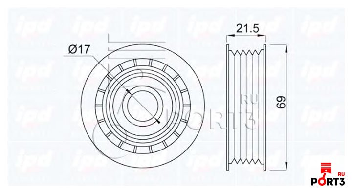 15-1030 Паразитный / ведущий ролик, поликлиновой ремень IPD - описание ...