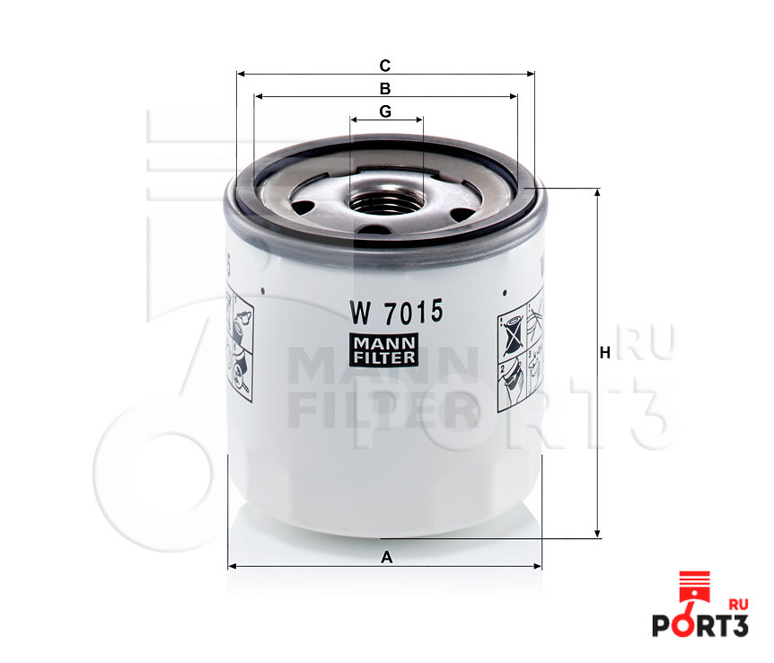 MANN-FILTER W7015 Фильтр масляный FORD Focus III, Mondeo IV, V, C-Max ...