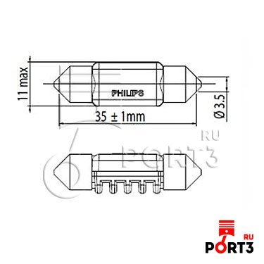 PHILIPS C5W Автолампа, Лампа, фонарь освещения номерного знака