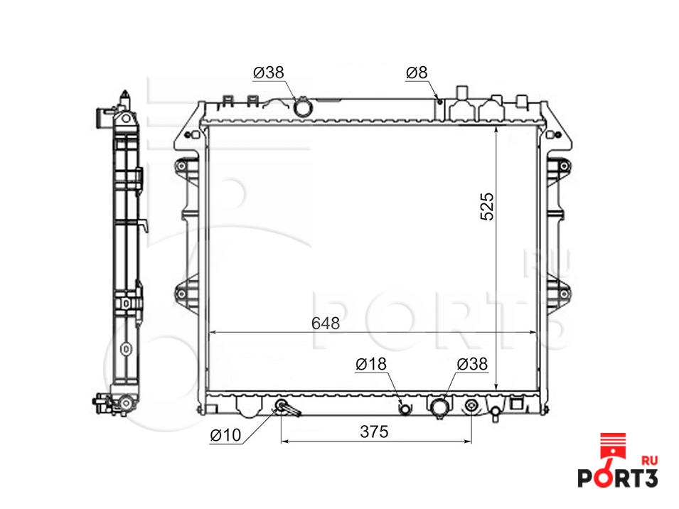 SAT TY001430 Радиатор TOYOTA HILUX, VIGO, FORTUNER 1KD, 2KD 04- лев. руль