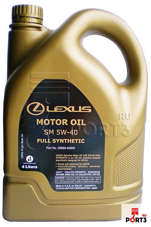 TOYOTA 0888082800 Моторное масло LEXUS Motor Oil Full Synthetic SM 5W-40 4л