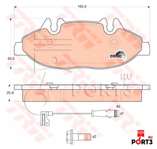 TRW GDB1600 Комплект тормозных колодок, дисковый тормоз