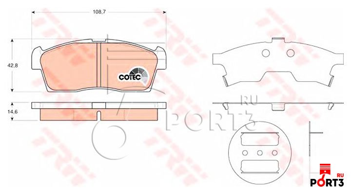 TRW GDB3411 Комплект тормозных колодок, дисковый тормоз